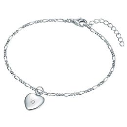 Lulu & Jane LULU & JANE Armband »LJ395« Sterling Silber silber + weiß none Romantisches Armband mit Herz-Anhänger