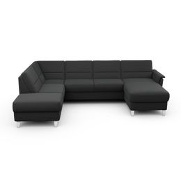 Sit & More sit&more Wohnlandschaft &raquo;Palmera U-Form, B: 308 cm&laquo; optional Bettfunktion & Bettkasten, Federkern schwarz 100% Polyester