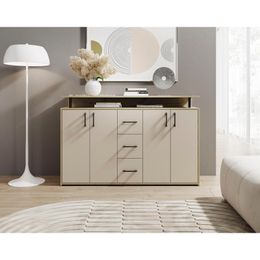 HBZ-MEBLE HBZ Sideboard »Drivno Sideboard, B/H/T 139x90x34 cm« 1 Stk. tlg. Breite 139cm, Kugelauszug, Einlegeböden verstellbar, 3 Schubkästen artisan /...