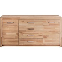 MCA LIVING Sideboard »Fenja« 1 Stk. tlg. Massivholz, 4 Schubkästen, 2 Türen kernbuchefarben