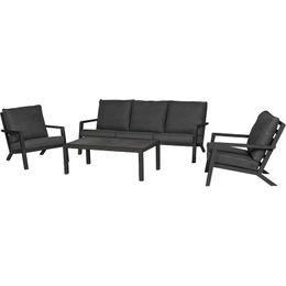 siena GARDEN Gartenlounge-Set »Belia« Set, 14 Stk. tlg. bestehend aus 2 Sesseln, 1 Sofa, 1 Tisch und 10 Auflagen matt anthrazit +