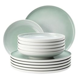 Seltmann Weiden Tafelservice »Sento Home, Geschirr-Set, 12-teilig« Teller-Set, harmonisch geschwungene Form Aura mint