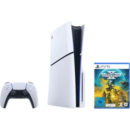Playstation 5 Konsolen-Set »Disk Edition (Slim) + Helldivers 2« 1.000 GB weiß/schwarz Die PS5-Konsole ist über HDMI 2.1 mit 8K-Displays kompatibel.
