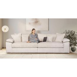 Home Affaire Big-Sofa »Soft&Cosy XL, B: 246 cm« Mega-Sofa, Cord oder Chenille-Struktur, mit Federkern & 4 Zierkissen cream