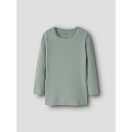 name it Langarmshirt »NMFKAB LS TOP NOOS« in Feinripp und mit süßer Spitzenkante am Ausschnitt Slate Gray 110 110 Stylisches Langarmshirt von name it