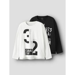 name it Langarmshirt »NKMVOB 2P LS RLX TOP« Packung, 2 Stk. tlg. Black Pack:Bright White/ 32 Game Day 158/164 158/164 Shirt von name it für Jungen