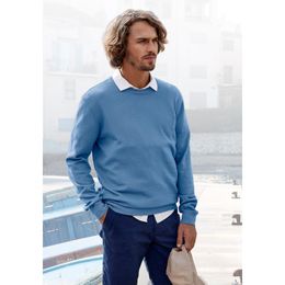H.I.S. H.I.S Herren Strickpullover Regular Fit, Langarm, Pullover aus Feinstrick, Baumwollmischung blau S (44/46)