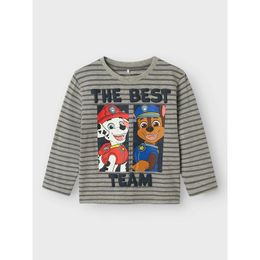 name it Langarmshirt »NMMJASPER PAW LS NREG TOP CPLG« Grey Melange 110 110 Trendiger Print als modischer Hingucker