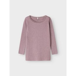 name it Langarmshirt »NMFKAB LS TOP NOOS« in Feinripp und mit süßer Spitzenkante am Ausschnitt Elderberry 122 (128) 122 (128) Stylisches...