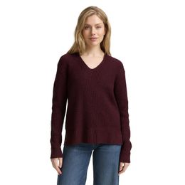 Tom Tailor Strickpullover mit Rippstruktur dark red melange L L Pullover von Tom Tailor