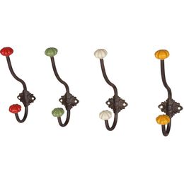 Garderobenhaken AMBIENTE HAUS "Haken mit Keramik - gelb 23cm", gelb (antikbraun, gelb), B:5cm H:23cm T:8cm, Eisen, Garderobenhalter, Garderobenhaken