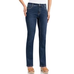 Bootcut-Jeans WONDERJEANS, Damen, Gr. 36, Länge 32, blau (authentic blau), Denim/Jeans, Obermaterial: 74% Baumwolle, 14% Polyurethan, 8% Polyester, 4% Elasthan, figurbetont lang, Jeans, Figurbetonte Form mit leicht ausgestelltem Bein