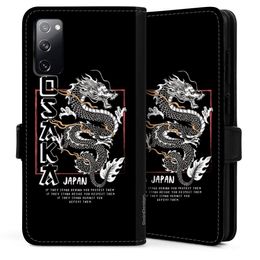 DeinDesign Galaxy S20 Handy Klapph&uuml;lle Handyh&uuml;lle aus Kunst Leder schwarz Flip Case Japan Dragon Ocean Sideflip mit Lasche