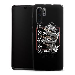 DeinDesign Huawei P30 Pro Handy Silikon H&uuml;lle Case schwarz Handyh&uuml;lle Ocean Dragon Japan