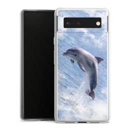 DeinDesign Google Pixel 6 Handy Silikon H&uuml;lle Case transparent Handyh&uuml;lle Ocean Dolphin Wale Silikon Case