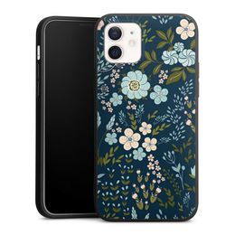 DeinDesign iPhone 12 Handy Premium Silikon Hülle Handyhülle schwarz Case Muster Blue Flowers Silikon Premium Case