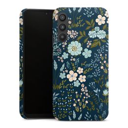 DeinDesign Galaxy A34 5G Handy Premium Case Smartphone Handyh&uuml;lle Schutzh&uuml;lle matt Muster Blue Flowers Premium Case
