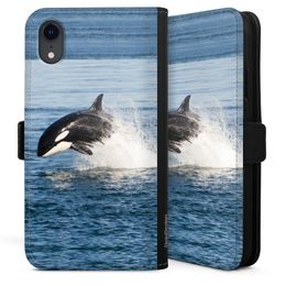 DeinDesign iPhone Xr Handy Klapphülle Handyhülle aus Kunst Leder schwarz Flip Case Wale Orca Ocean Sideflip mit langer Lasche