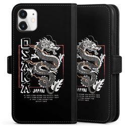 DeinDesign iPhone 11 Handy Klapph&uuml;lle Handyh&uuml;lle aus Kunst Leder schwarz Flip Case Ocean Dragon Japan Sideflip mit Lasche