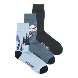 Jack & Jones JACK & JONES Socken 'JACSKIING LANDSCAPE' Herren Größe 41/46 marine / saphir / hellblau / weiß