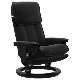 Relaxsessel stressless "Admiral", schwarz (schwarz batick), B:78cm H:101cm T:73cm, Leder BATICK: BATICK ist ein leicht korrigiertes, durchgefärbtes und genarbtes Möbelleder, bei dem die meisten Unebenheiten und Spuren in der Regel entfernt wurden., Sessel, verstellbar, optional 2-motorisch, Größe M & L, Gestell Braun