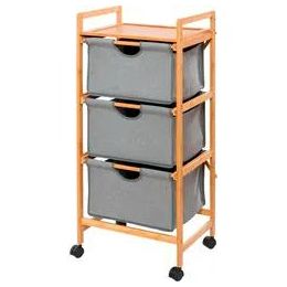 Rollwagen Wenko "Bahari", beige (natur, grau), B:44cm H:96cm T:34cm, Bambus, Rollwagen, Badmöbel aus Bambus