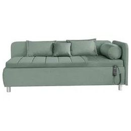 Schlafsofa Alina "Kiana", grün (pastellmint tmd 6), B:207cm H:80cm T:102,5cm, Struktur TMD (100% Polyester), Sofas, Liegefläche 90/200 cm oder 100/200 cm, Bettkasten, Zierkissen-Set