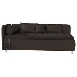Schlafsofa Alina "Kiana", braun (umbragrau tmd 14), B:207cm H:80cm T:102,5cm, Struktur TMD (100% Polyester), Sofas, Liegefläche 90/200 cm oder 100/200 cm, Bettkasten, Zierkissen-Set