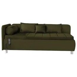 Schlafsofa Alina "Kiana", grün (olivgrau tmd 3), B:207cm H:80cm T:112,5cm, Struktur TMD (100% Polyester), Sofas, Liegefläche 90/200 cm oder 100/200 cm, Bettkasten, Zierkissen-Set