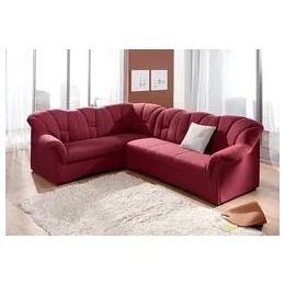 Ecksofa DOMO collection "Papenburg B/T/H: 242/190/84 cm L-Form", rot, B:242cm H:84cm T:190cm, Struktur ( 90% Polyester, 10% Polyacryl);Microfaser PRIMABELLE (100% Polyester);Kunstleder SOFTLUX;Luxus-Microfaser (100% Polyester), Sofas, wahlweise mit Bettfunktion, Langer Schenkel links oder rechts