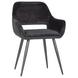 Esszimmerstuhl Woood "Jel", schwarz (schwarz, schwarz), B:60cm H:80cm T:57cm, Stoff, Stühle, gepolstert, 4-Fuß-Gestell, H 80 cm x B 60 cm