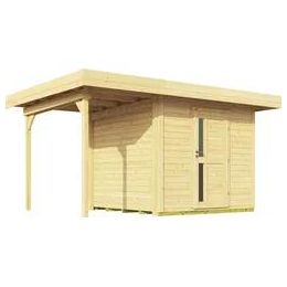 Gartenhaus Weka "Designhaus 172 A", beige (naturbelassen), Fußboden im Gartenhaus, Gartenhäuser, mit Anbaudach
