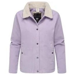 Cordjacke Ragwear "Walinea Corduroy", Damen, Gr. L (40), lila (lavender), Cord, Außenmaterial: 100% Baumwolle, Innenfutter: 100% Polyester, Wattierung: 100% Polyester, gerade hüftlang, ohne Ausschnitt, Ärmel ohne Ärmelschlitz normaler Saum, Jacken, Stylische Damen Jacke aus Cord mit Teddyfell-Kragen