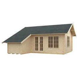 Skan Holz Gartenhaus SKANHOLZ "Esbjerg 3", beige (natur), Fußboden im Gartenhaus, Holzwerkstoff, Gartenhäuser, mit Anbauschuppen