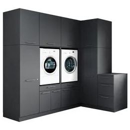Mehrzweckschrank-Set LAUNDREEZY "Laundreezy, 9-tlg. Mehrzweckschrank-Set B/H/T 253/238/68 cm", anthrazit matt, B:253cm H:238cm T:68cm, Holzwerkstoff, Kastenmöbel-Sets, Breite 253 cm, Soft-Close-Funktion für Türen