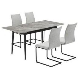 Essgruppe OTTO HOME "Stevian", grau, grau,, Struktur (100% Polyester), FSC-zertifizierter Holzwerkstoff, Keramik, Metall, Polyester, Polywood, Sitzmöbel-Sets, Holz, Strukturstoffbezug, Freischwingerstühle, gesteppten Bänken