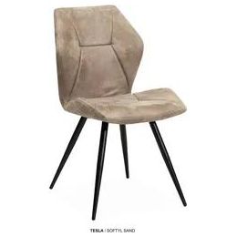 Esszimmerstuhl OMG DESIGN "Tesla", sand, schwarz, B:52cm H:90cm T:62,5cm, Polyester, Stühle, Esszimmerstuhl, pflegeleichter Bezug