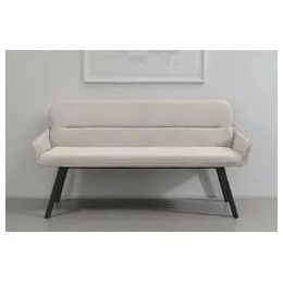 Sitzbank ByLiving "Rico", hellgrau, schwarz, B:160cm H:90cm T:62cm, Stoff, Sitzbänke, gemütliche Esszimmerbank in 140 oder 160cm, hochwertiger Stoffbezug