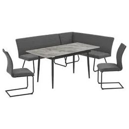 Eckbankgruppe OTTO HOME "Stevian", anthrazite, anthrazite,, Struktur (100% Polyester), Bank Recamiere links, FSC-zertifizierter Holzwerkstoff, Keramik, Metall, Polyester, Polywood, Sitzmöbel-Sets, Holz, Strukturstoffbezug, Freischwingerstühle, gesteppten Bänken