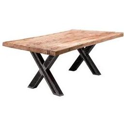 SIT-M&Ouml;BEL Esstisch SIT, beige (natur, antikschwarz, antikschwarz, natur), B:180cm H:75cm T:100cm, Platte recyceltes Teak, Gestell Metall, Tische, Esstisch, Gestell im Used-Look