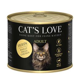 Cat's Love Nassfutter Huhn Pur mit Leinöl und Brennnessel Katzen-Nassfutter getreidefrei 6x200g