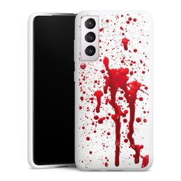 DeinDesign Galaxy S21 FE 5G Handy Silikon Hülle Case weiß Handyhülle Blood Halloween Gothic Silikon Case