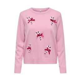 Only Pullover 'ONLXMAS SHINE' Damen Gr&ouml;&szlig;e S rosa / weinrot / wei&szlig;