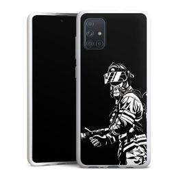 DeinDesign Galaxy A71 Handy Silikon Hülle Case weiß Handyhülle Fire Fighters Fire Fighter Life Saver Silikon Case