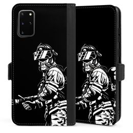 DeinDesign Galaxy S20 Plus 5G Handy Klapphülle Handyhülle aus Kunst Leder schwarz Flip Case Fire Fighters Fire Fighter Life Saver Sideflip mit Lasche