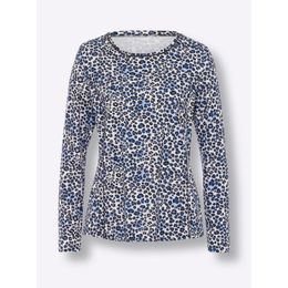 Heine Witt Damen Print-Shirt mit Animal-Dessin, champagner-taubenblau-bedruckt, Gr&ouml;&szlig;e 36