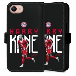DeinDesign iPhone 16e Handy Klapph&uuml;lle Handyh&uuml;lle aus Kunst Leder schwarz Flip Case Fc Bayern M&uuml;nchen Official Licensed Product Harry Kane Sideflip mit Lasche