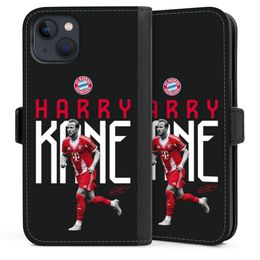DeinDesign iPhone 13 Handy Klapph&uuml;lle Handyh&uuml;lle aus Kunst Leder schwarz Flip Case Fc Bayern M&uuml;nchen Official Licensed Product Harry Kane Sideflip mit Lasche