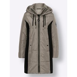 Heine Witt Damen Longjacke mit Kapuze, taupe, Gr&ouml;&szlig;e 36