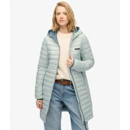 Superdry Damen Fuji Lite Mittellange Steppjacke mit Kapuze Light Grey - Gr&ouml;&szlig;e: 42 20822185006462WW020